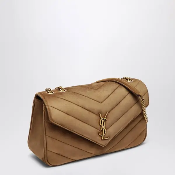 Saint Laurent Loulou Medium Caramel Suede Bag - Orange
