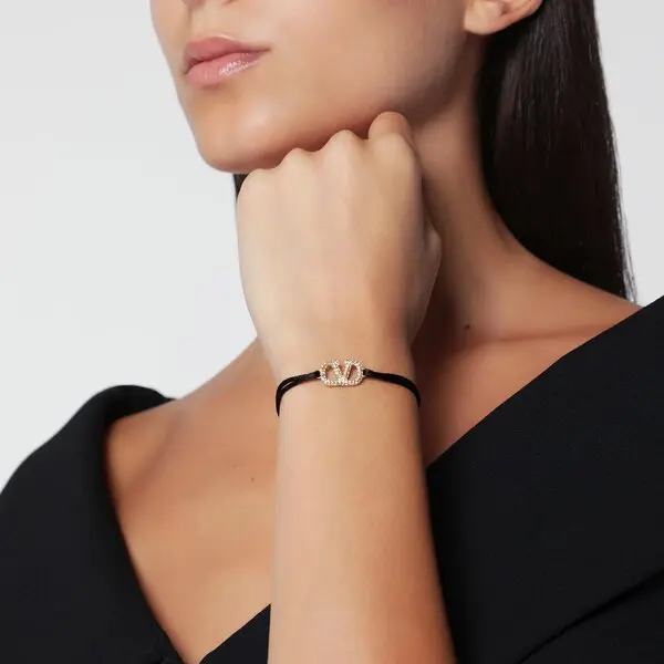 Valentino Garavani Vlogo Signature Bracelet With Crystals - Black