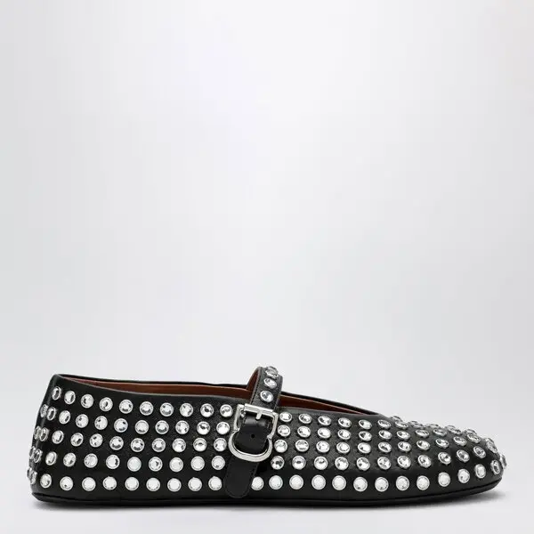 Alaïa Lambskin Leather Ballerinas With All-over Silver Crystals