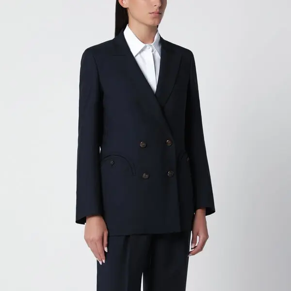 BLAZÉ MILANO Navy Wool And Mohair Double-breasted Jacket - Blue