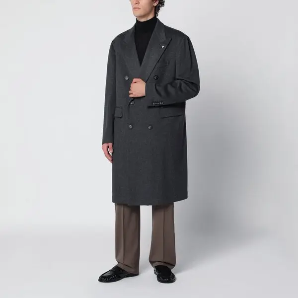 Tagliatore Anthracite Double-breasted Wool Coat - Grey