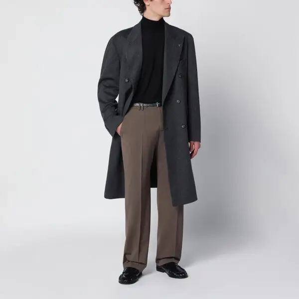 Tagliatore Anthracite Double-breasted Wool Coat - Grey