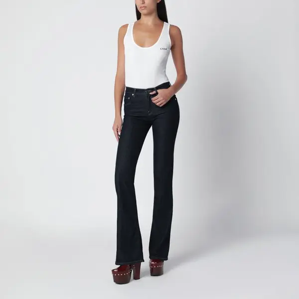 Chloé Ribbed Tank Top With Embroidered Logo - White