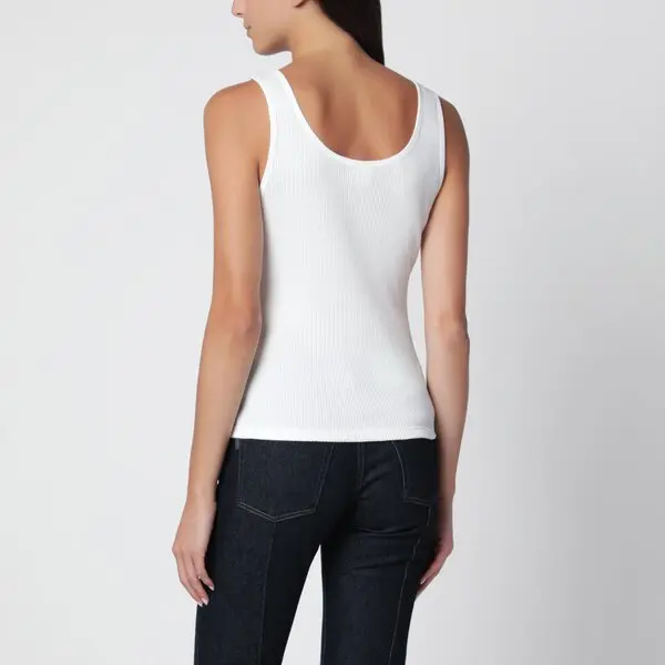 Chloé Ribbed Tank Top With Embroidered Logo - White