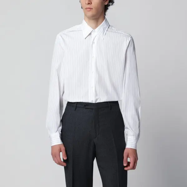 LARDINI Cotton Shirt With Fine Stripes