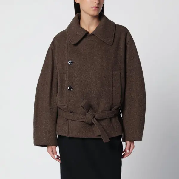 LEMAIRE Short Mud Felted Wool And Alpaca Wrap Coat