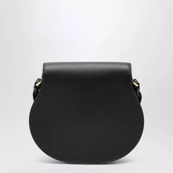 Chloé Saddle Marcie Bag In Black Grained Leather - Blue