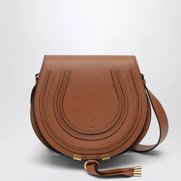 Chloé Saddle Marcie Bag In Light Grained Leather - Brown