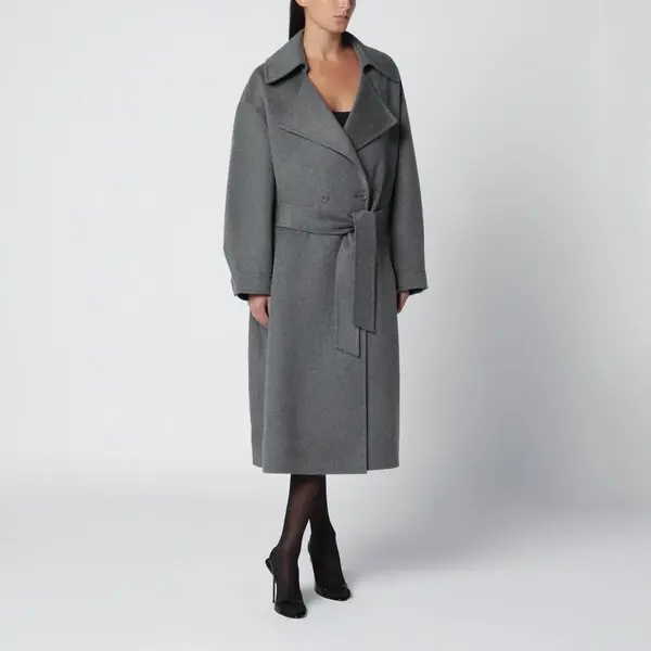THE FRANKIE SHOP Double-breasted Belted Wool Blend Coat