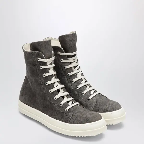 Rick Owens Velvet-effect Canvas High-top Sneakers