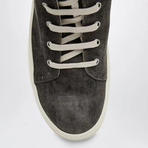 Rick Owens Velvet-effect Canvas High-top Sneakers