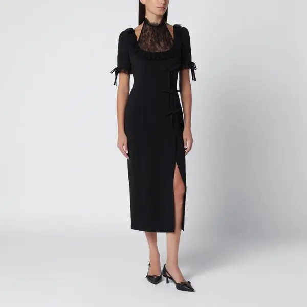 Alessandra Rich Midi Dress With Lace Insert