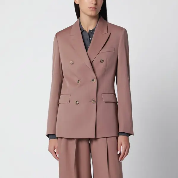 GOLDEN GOOSE Double-breasted Bronze Virgin Wool Blazer - Pink