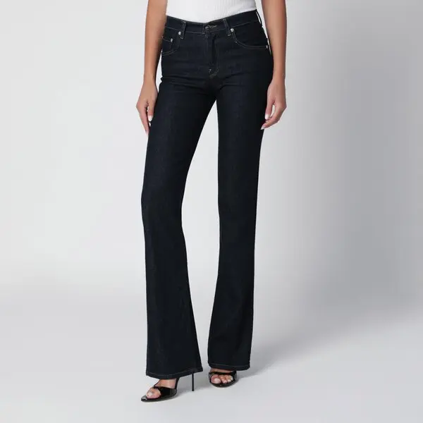 HAIKURE Dark Blue Denim Jeans With Slit Hem