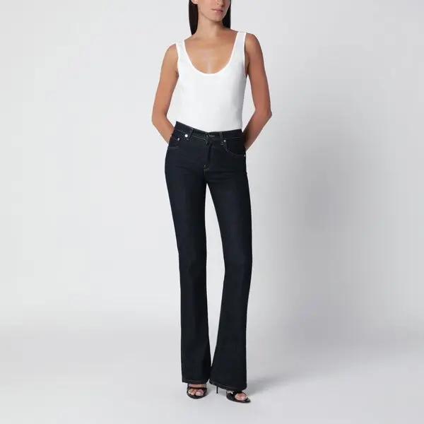 HAIKURE Dark Blue Denim Jeans With Slit Hem