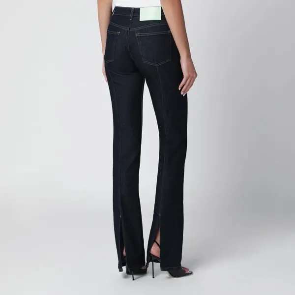 HAIKURE Dark Blue Denim Jeans With Slit Hem