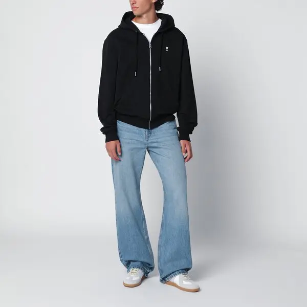 AMI Paris De Coeur Zip-up Sweatshirt - Black