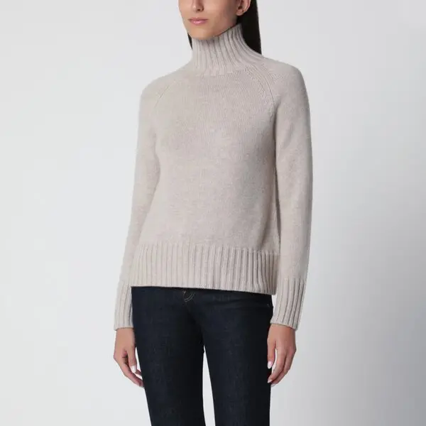 Max Mara Turtleneck Sweater In Wool And Cashmere - Beige