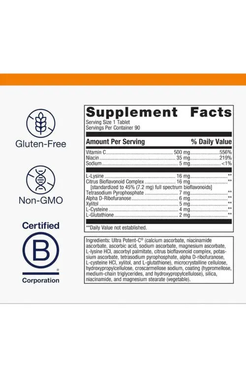 METAGENICS Ultra Potent-c 500 Buffered Vitamin C Supplement 90 Tablets
