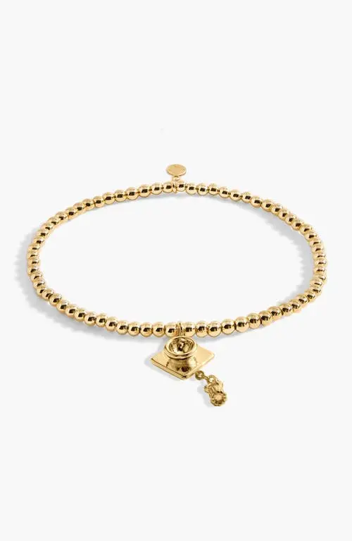 A LITTLES & CO A Little Graduation Cap Charm Bracelet In Gold-tone Plating