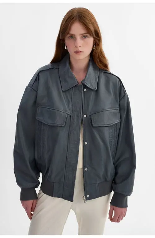 LAMARQUE Trevanna | Leather Bomber Jacket - Graphite