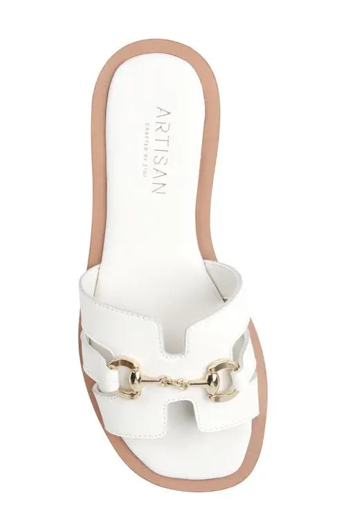 ARTISAN CRAFTED BY ZIGI Bellevue Leather Slide Sandal - White Leather