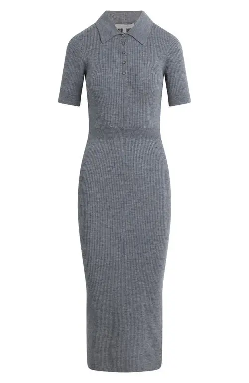 FAVORITE DAUGHTER Ribbed Knit Midi Dress With Spread Collar