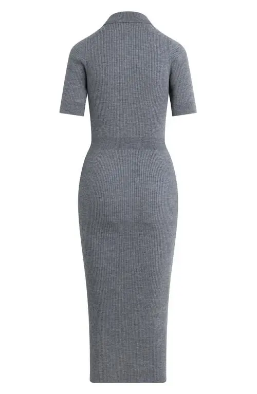 FAVORITE DAUGHTER Ribbed Knit Midi Dress With Spread Collar