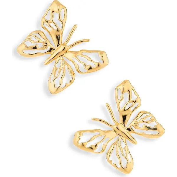 Oscar De La Renta Openwork Butterfly Drop Earrings - Gold
