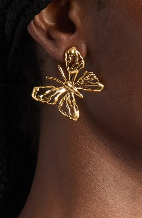 Oscar De La Renta Openwork Butterfly Drop Earrings