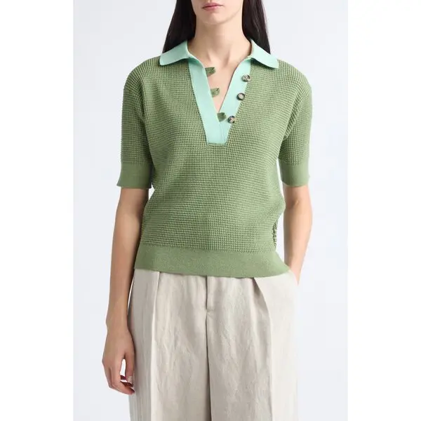 JW Anderson Cotton & Cashmere Blend Polo Sweater - Peppermint