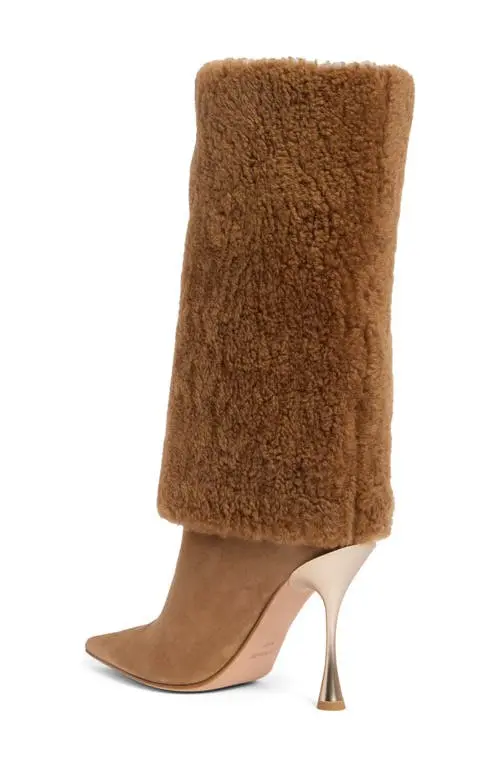 BETZÁBE Genuine Shearling Cuff Knee-high Stiletto Boots