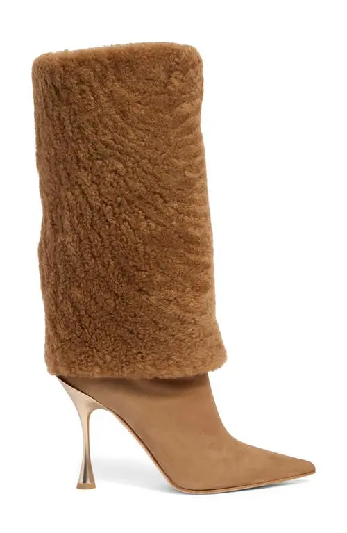 BETZÁBE Genuine Shearling Cuff Knee-high Stiletto Boots