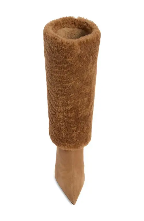 BETZÁBE Genuine Shearling Cuff Knee-high Stiletto Boots