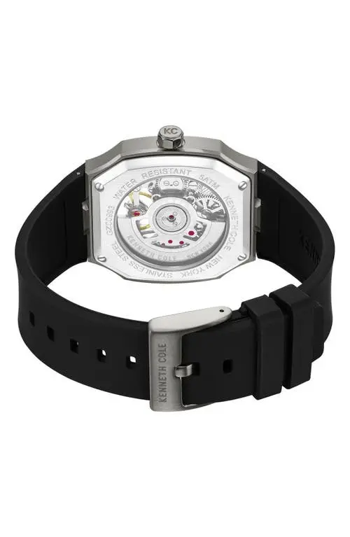 KENNETH COLE Automatic Leather Strap Watch