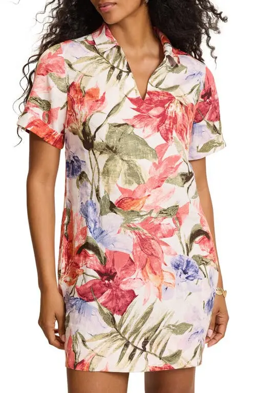 Tommy Bahama Island Bloom Floral Print Linen Shift Dress