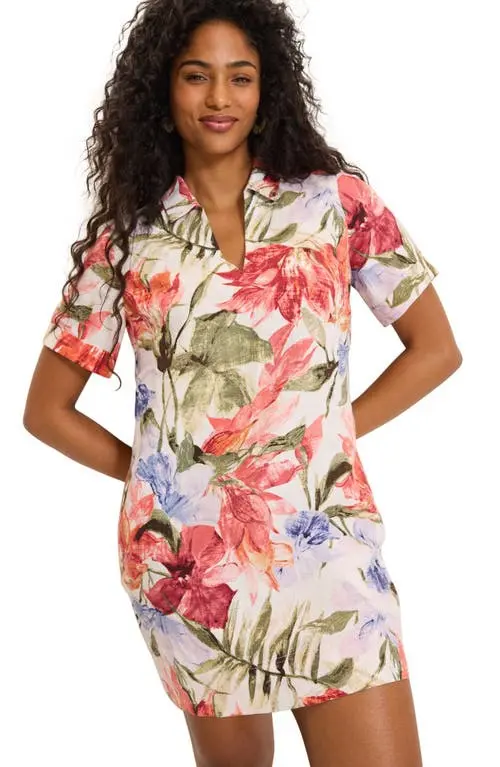 Tommy Bahama Island Bloom Floral Print Linen Shift Dress