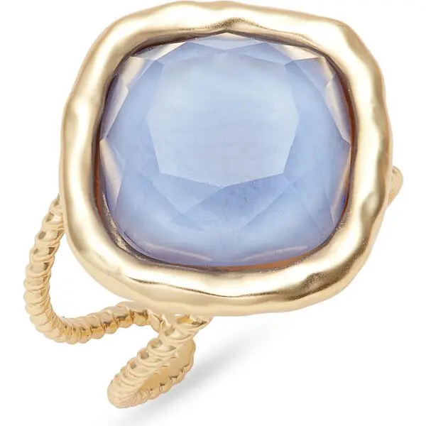KARINE SULTAN Bezel Set Crystal Ring - Gold/blue