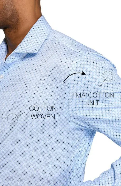 W.R.K Slim Fit Cross Geo Reworked Button-up Shirt - White/blue