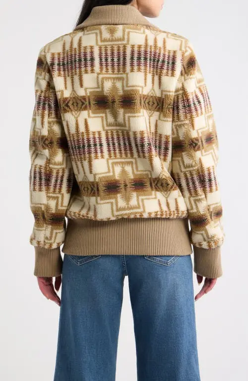 Pendleton Foxglove Fleece Bomber Jacket - Tan/ivory Harding