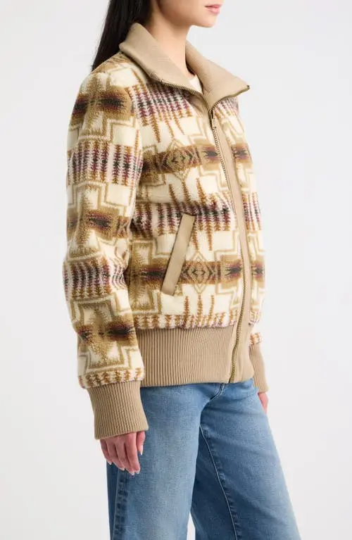 Pendleton Foxglove Fleece Bomber Jacket - Tan/ivory Harding