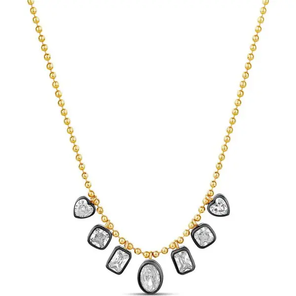 SHYMI Mixed Shape Stone Dangle Necklace - Gold/black