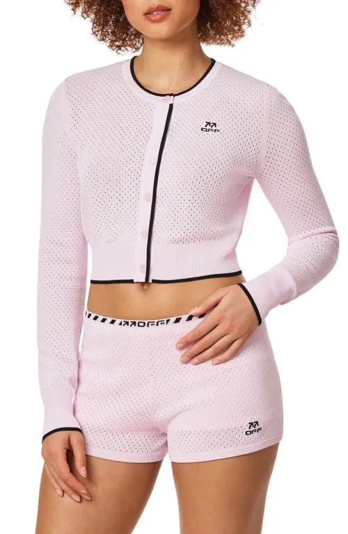 L/AB C/O OFF-WHITE Cropped Mesh Cardigan With Logo