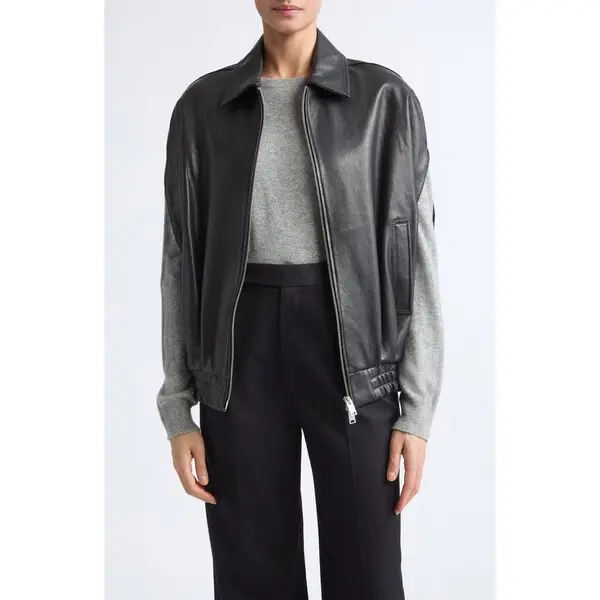 ARMA Bina Vegetable Lambskin Leather Cape Jacket - Black