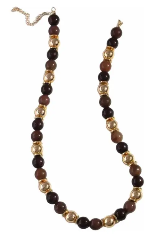 MACRAE & CO. Gilded Beaded Necklace - Brown