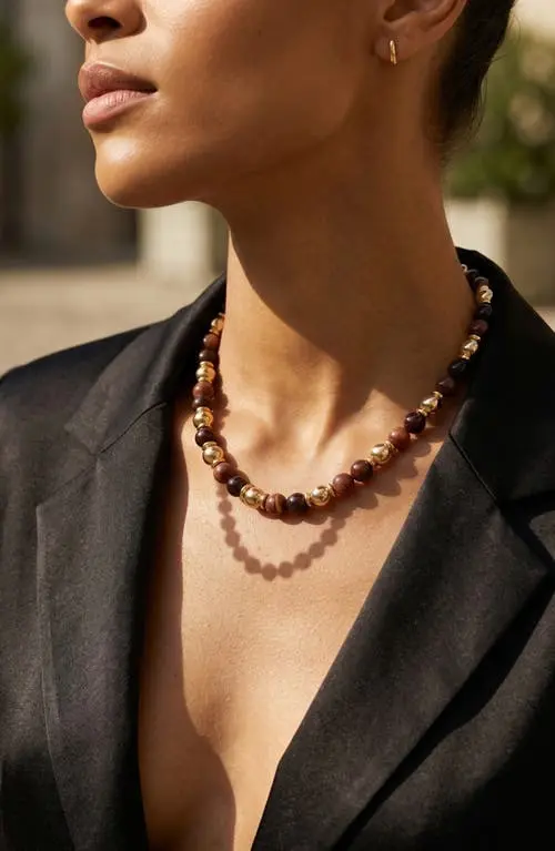 MACRAE & CO. Gilded Beaded Necklace - Brown