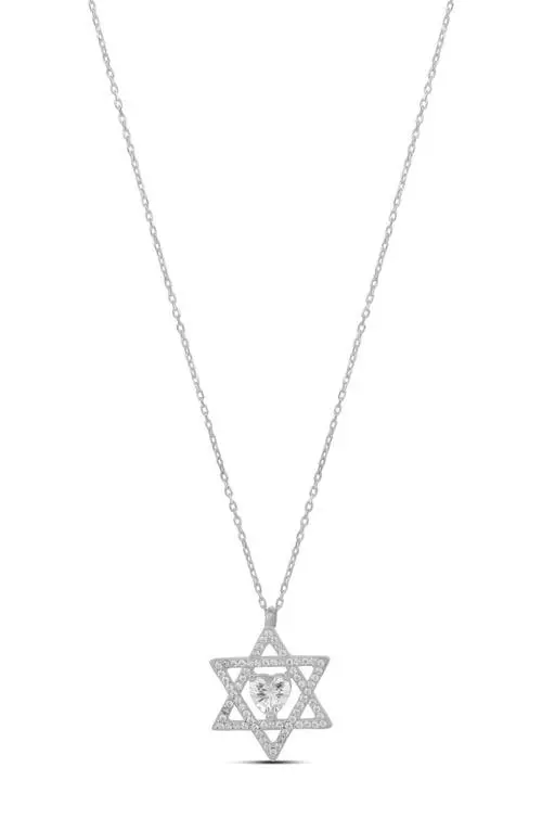 SHYMI Star Of David Heart Cubic Zirconia Pendant Necklace - Silver