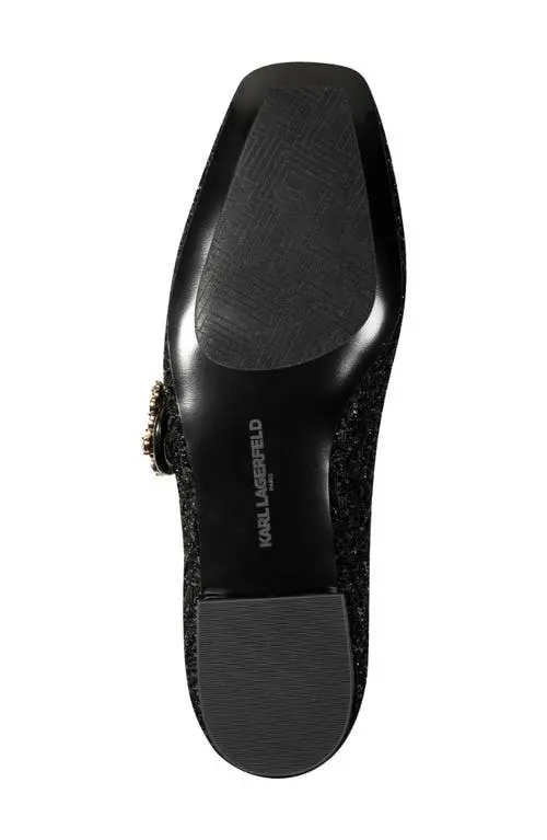 Karl Lagerfeld Paris Isabelle Mary Jane Ballet Flat With Embellished Tweed - Black