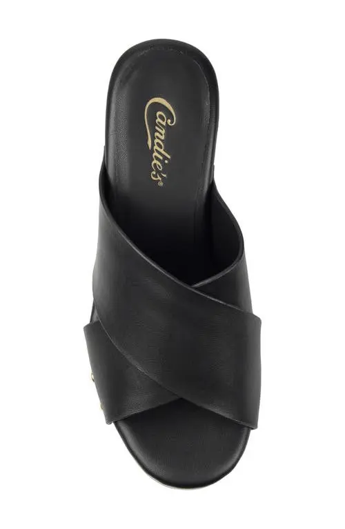 CANDIE'S Jazzi Platform Wedge Sandal - Blklt