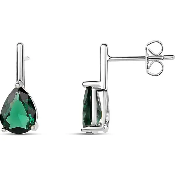 SHYMI Pear Stone Mini Drop Earrings - Green Silver